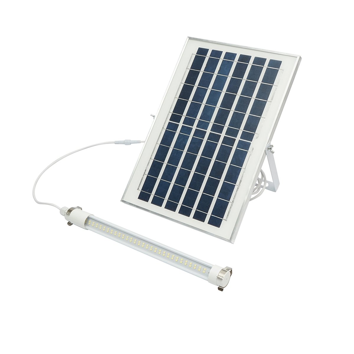 Proiector led de 80W cu panou solar 10W, baterie 6000 mAh si cablu 5m ...