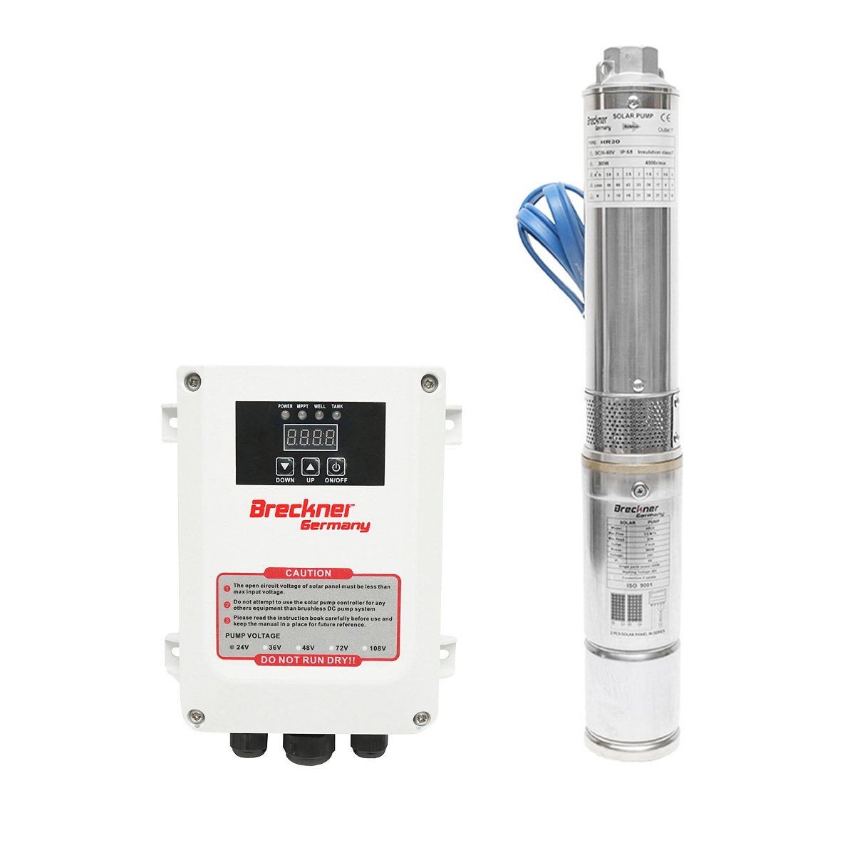 Pompa apa submersibila 300W, 24V debit 3.5m3/h, D75mm cu controller ...